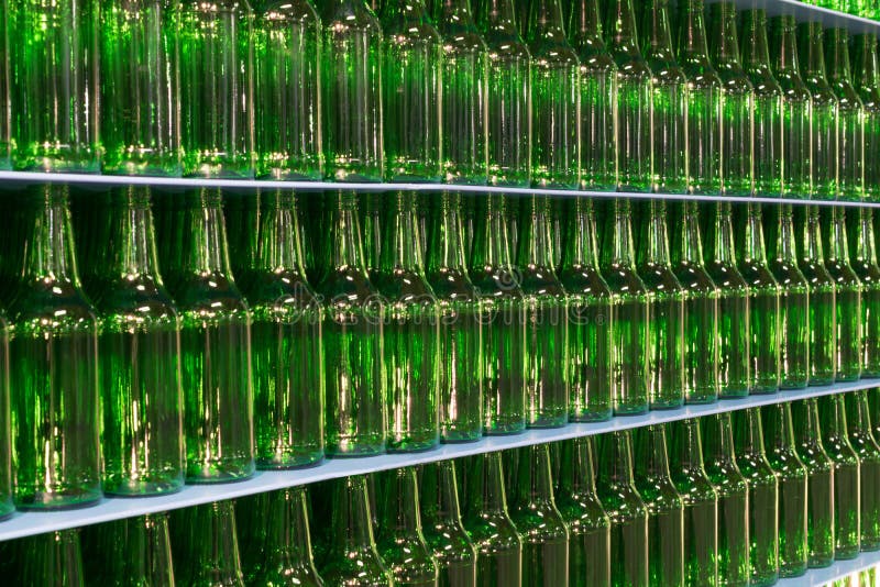 Stack of Empty Green Beer Glass Bottles Stock Photo - Image of ...