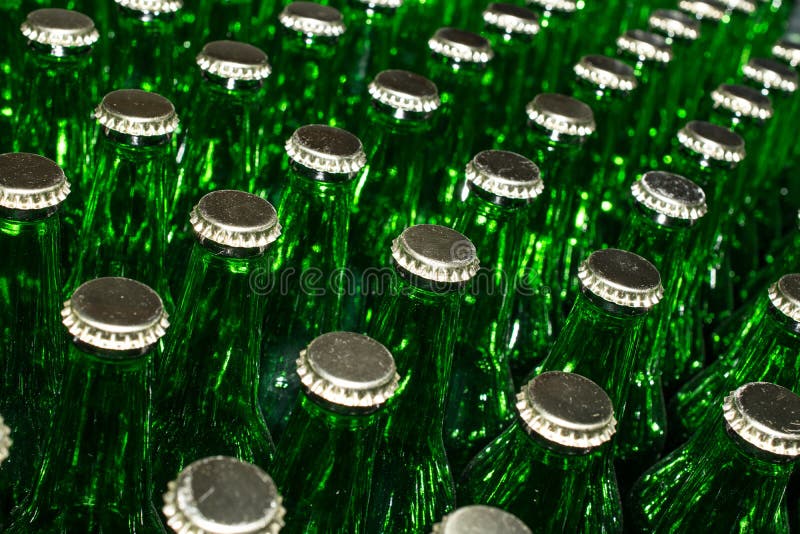Stack of Empty Green Glass Bottles Stock Image - Image of beverage ...