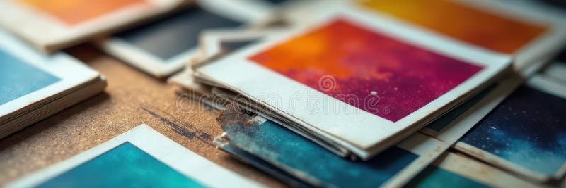 A Stack of Empty Instant Film Frames, Various Colors , Frames, Retro ...
