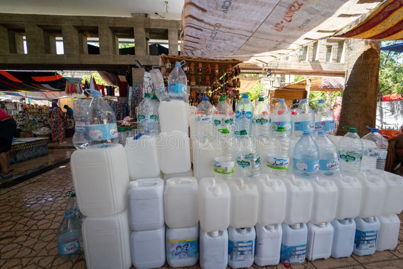 Stack of Empty Plastic Water Containers in Sidi Harazem Editorial Stock ...