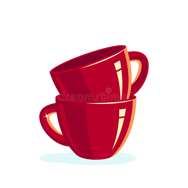 Stack of Empty Red Cups, Vector Icons Stock Vector - Illustration of ...