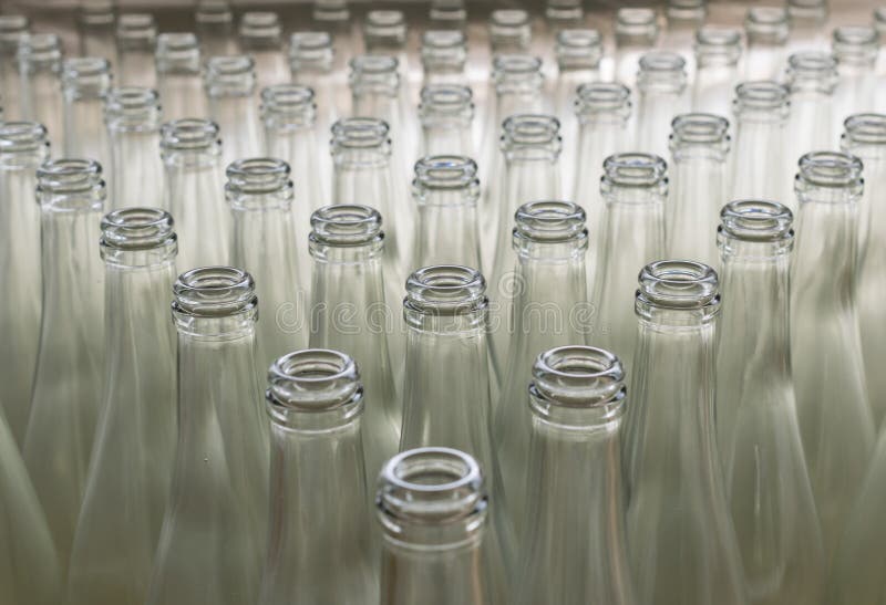 Stack of Empty Transparent Glass Bottles Stock Image - Image of clear ...