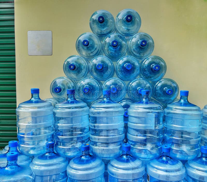 Stack of Empty Water Bottles Stock Image - Image of jugs, background ...