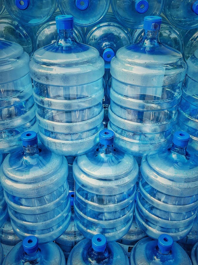 Stack of Empty Water Bottles Stock Photo - Image of closeup, purified ...