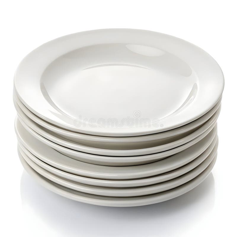 Stack of Empty White Plates Isolated on White Background Stock ...