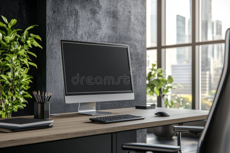 Stack of Empty Wooden Workstations on Blurred Background of CEO S Room ...