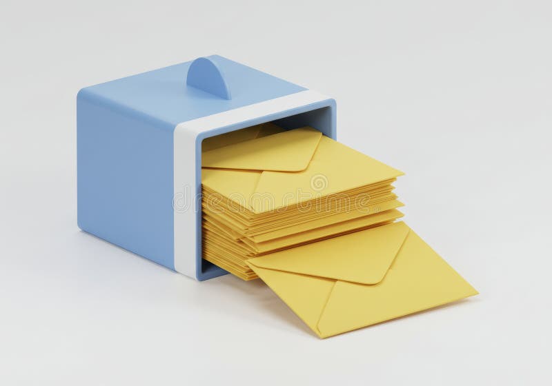 Stack of Envelopes in Blue Holder Illustration Stock Illustration - Illustration of clipart ...