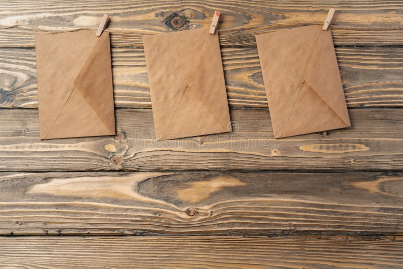 Stack of Envelopes on Working Desk Top View. Business Mail Stock Photo ...