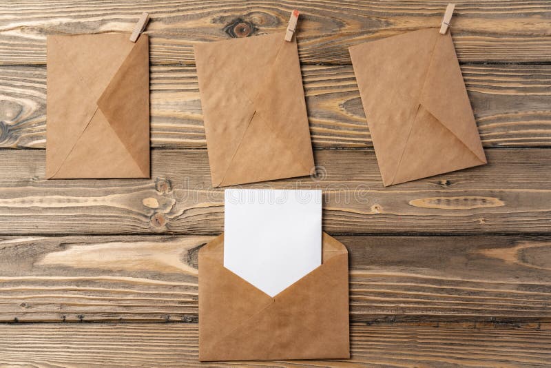 Stack of Envelopes on Working Desk Top View. Business Mail Stock Photo ...