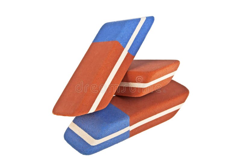 Stack of Erasers Isolated on White Background. Group of Three New ...