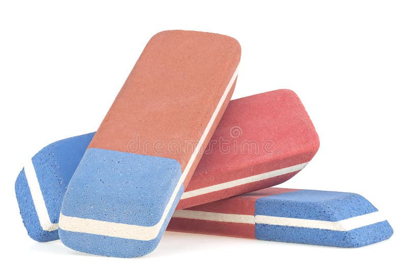 Stack of Erasers Isolated on White Background. Group of Three New ...