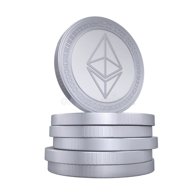 Stack of Ethereum Coins Isolated Editorial Image - Illustration of cash ...