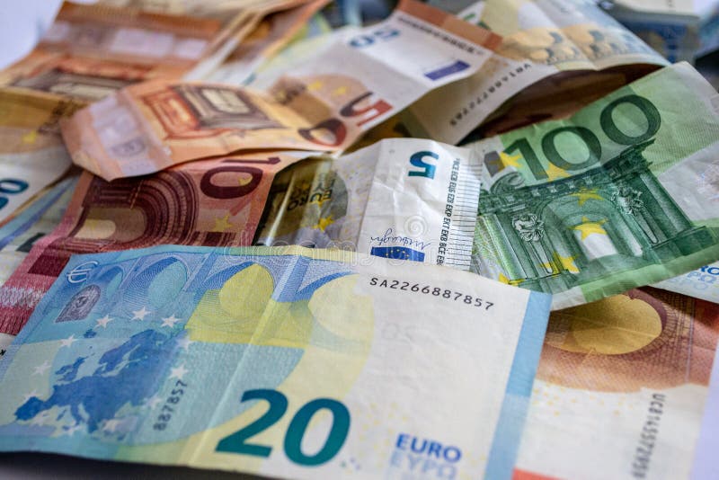 Stack of euro banknotes stock photo. Image of growth - 148826902