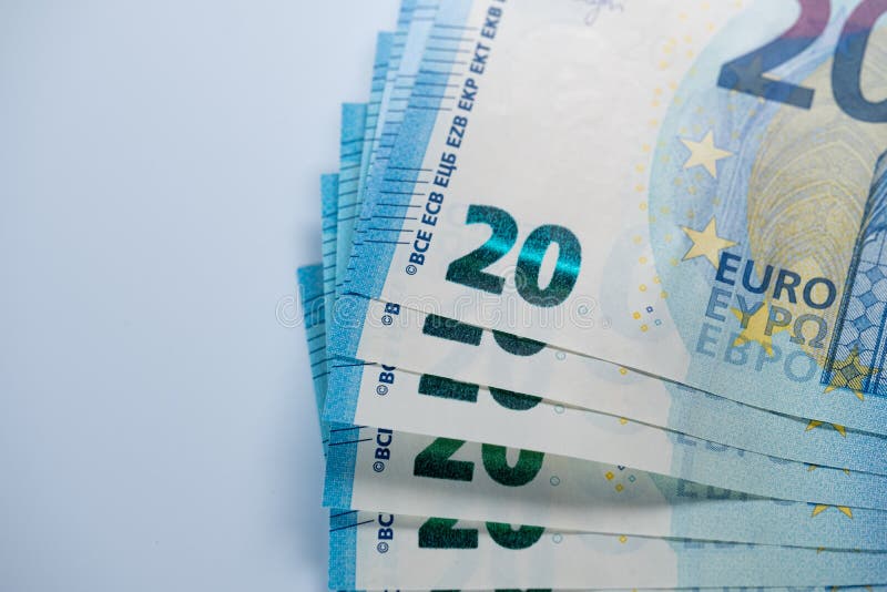Stack of 20 euro banknotes stock photo. Image of financial - 168206406