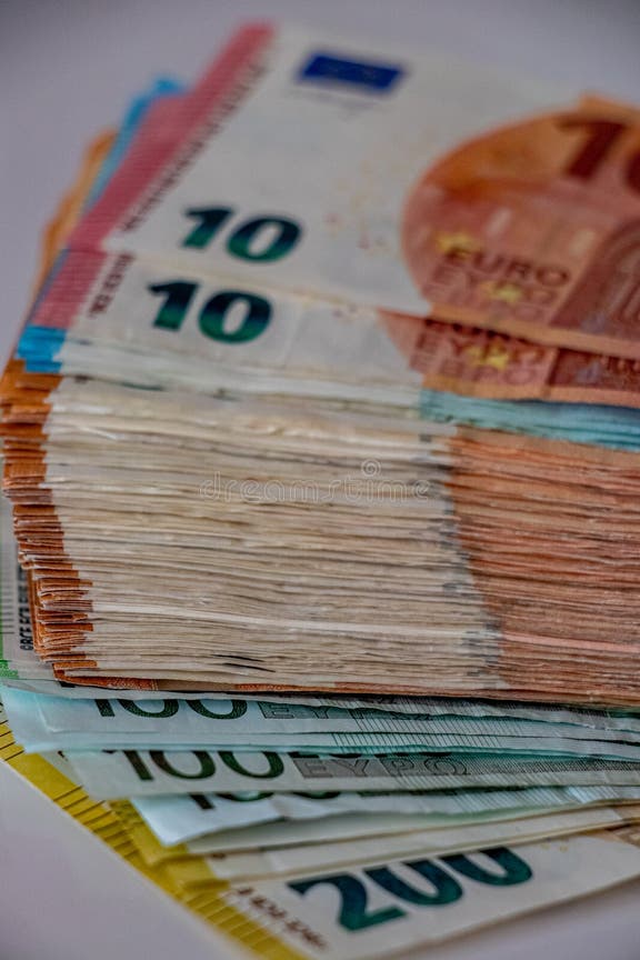Stack of 10, 20, 50, 100, 200 Euro Banknotes Stock Photo - Image of ...