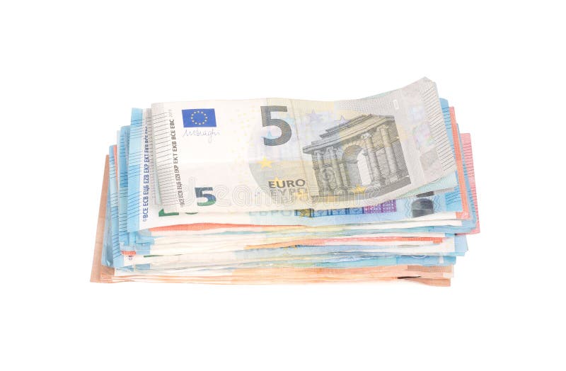 Stack of euro banknotes stock image. Image of white - 162656497