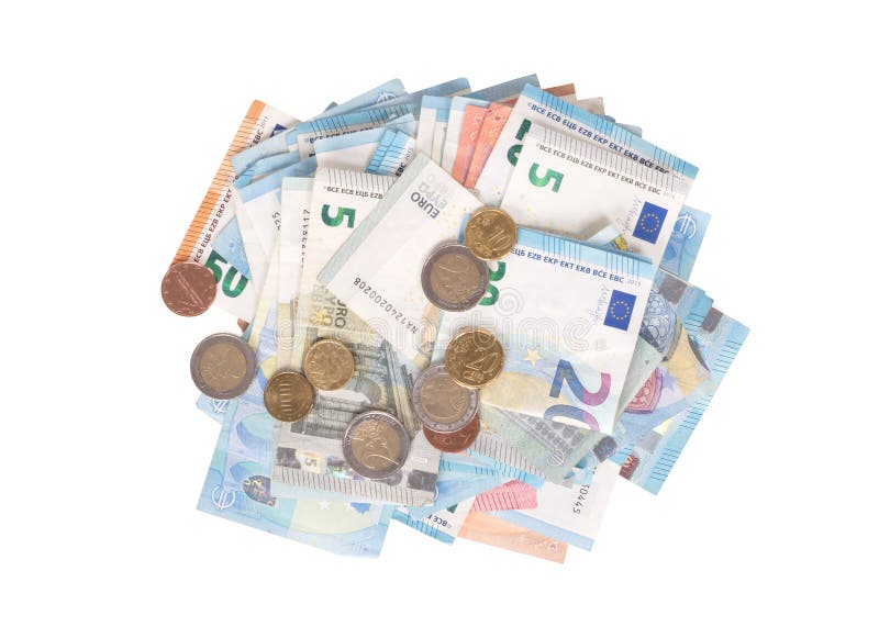Stack of euro banknotes editorial photography. Image of white - 162656722