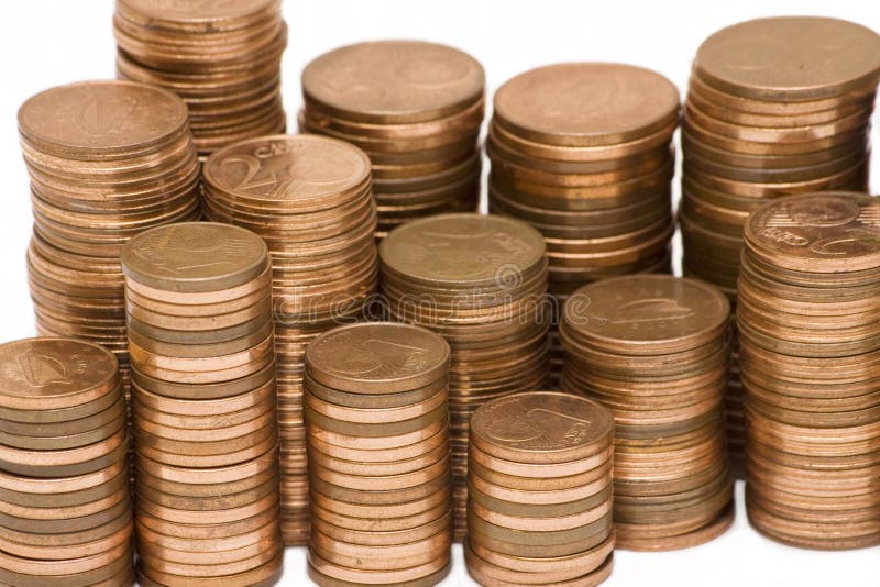 Stack of euro cent coins stock image. Image of union - 10870435