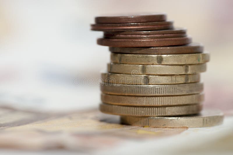 Stack of Euro and Euro Cent Coins, the Concept of Savings Stock Image ...