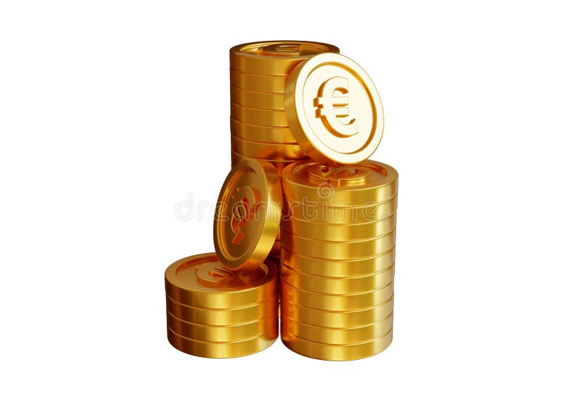 Stack of Euro Coin 3d Rendering Stock Illustration - Illustration of ...