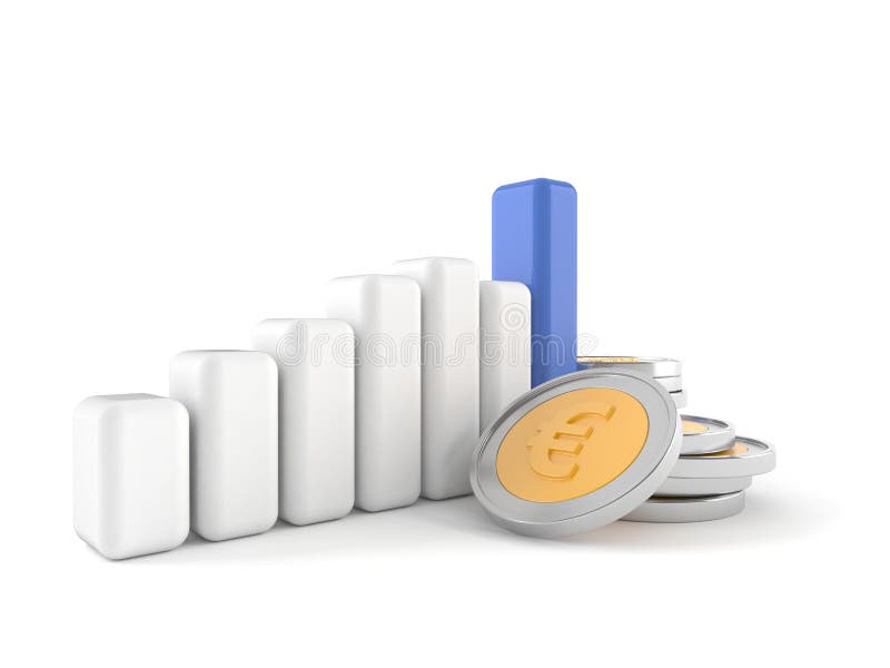 Stack of Euro Coins with Chart Stock Illustration - Illustration of ...