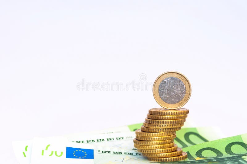 Stack of Euro Coins Isolated on White Background Stock Image - Image of ...