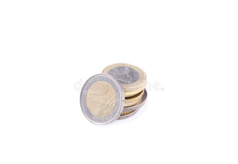 Stack of Euro Coins on White Background Stock Image - Image of currency ...