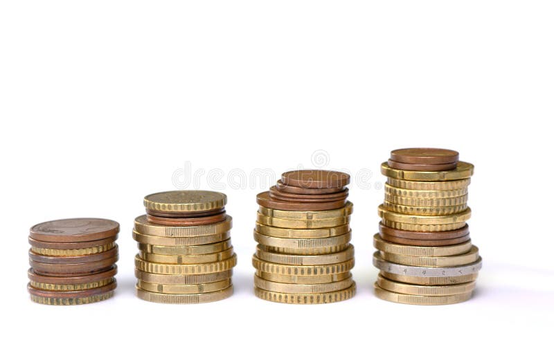 Stack of Euro Coins on White Background 2 Stock Photo - Image of award ...