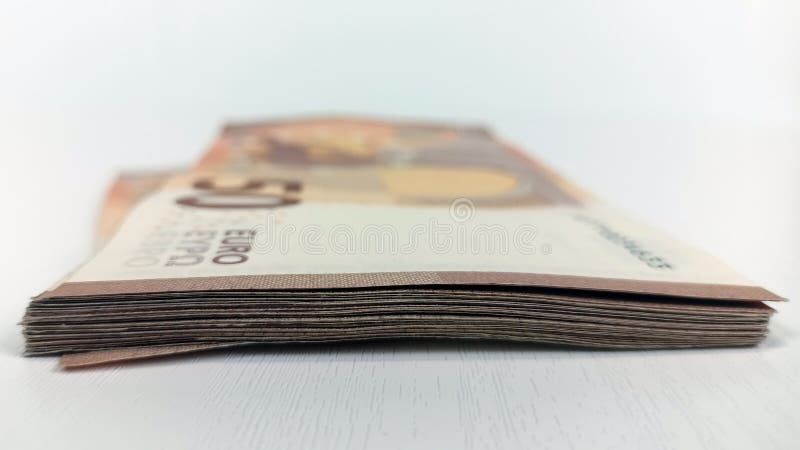 Stack of 50 euro banknotes stock image. Image of document - 348396717