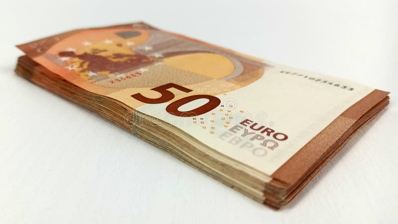 Stack of 50 Euro Banknotes Close Up Stock Photo - Image of pattern ...