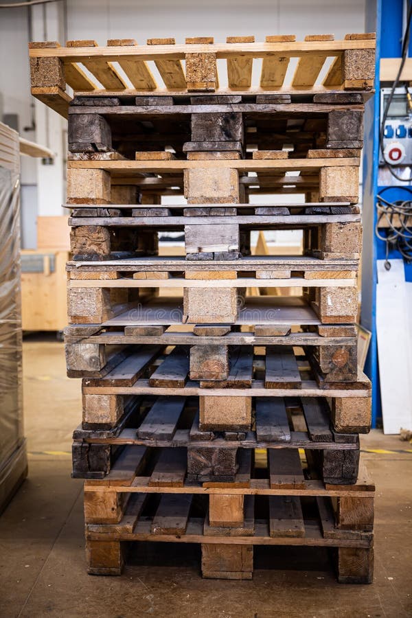 A Stack of Euro Pallets in a Workshop Stock Photo - Image of pallet ...