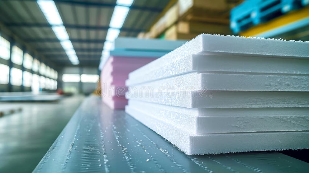 Stack of Expanded Polystyrene (EPS) Sheets in Production Warehouse ...