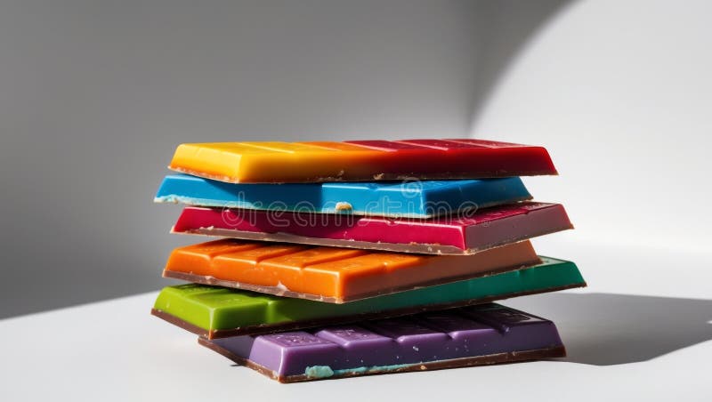 A Stack of Exquisitely Colorful Chocolate Bars Stock Photo - Image of ...