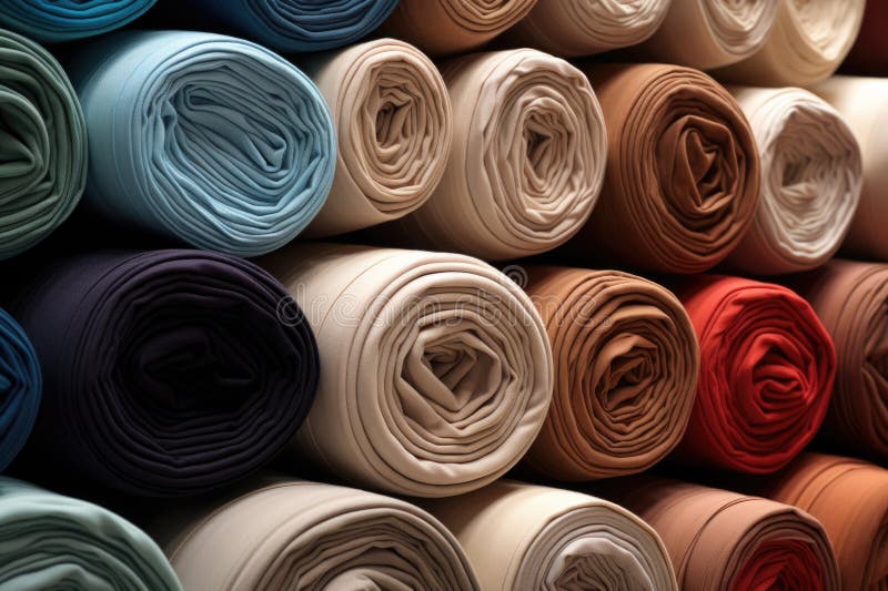 Stack Fabric Rolls Textile Store Perfect Fashion Design Projects Stock ...