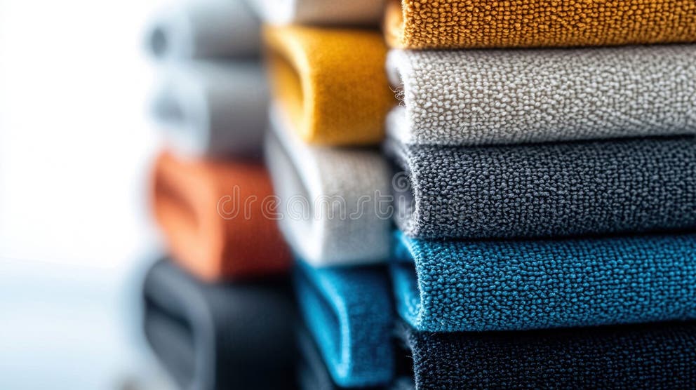 Stack of Fabric Samples in Various Colors and Textures for Interior ...