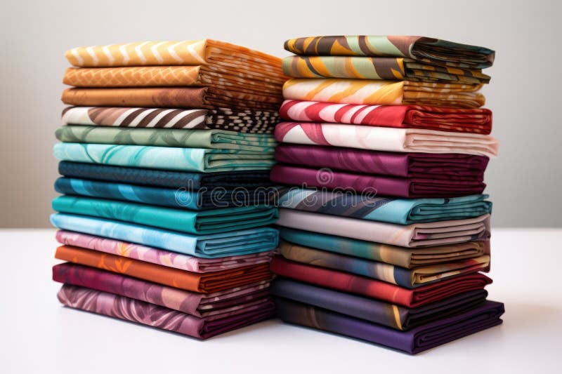 Stack of Fabric Swatches with Different Patterns and Colors Stock Image ...