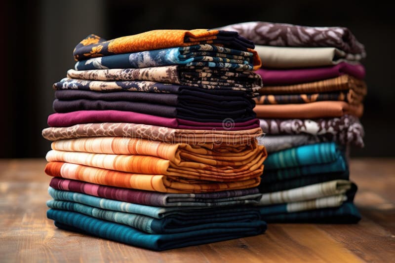 Stack of Fabric Swatches with Different Patterns and Colors Stock Image ...