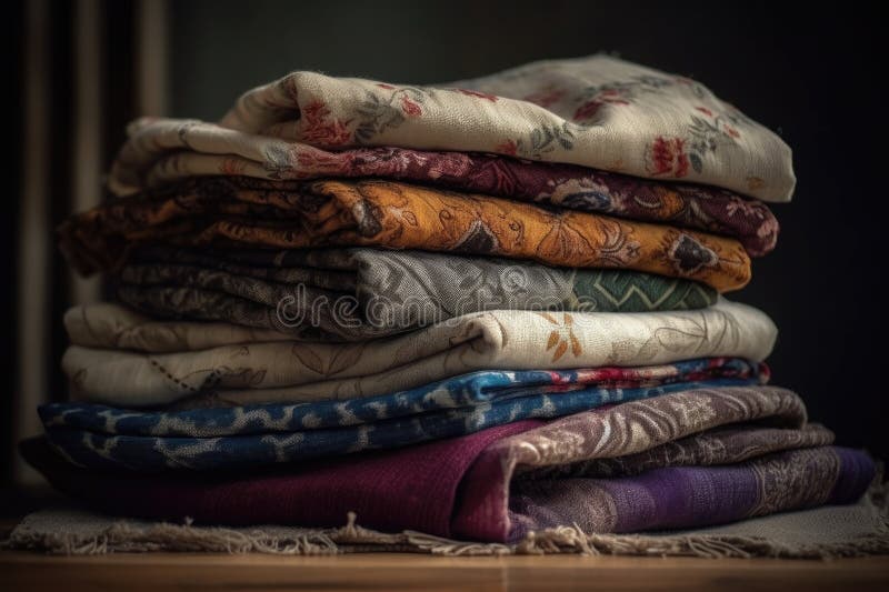 Stack of Fabric Textures, with Different Types and Patterns Stock ...