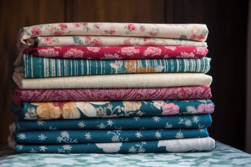 Stack of Fabric Textures, with Different Types and Patterns Stock ...
