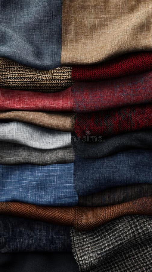 Stack of Fabrics in Various Colors and Textures Stock Image - Image of ...