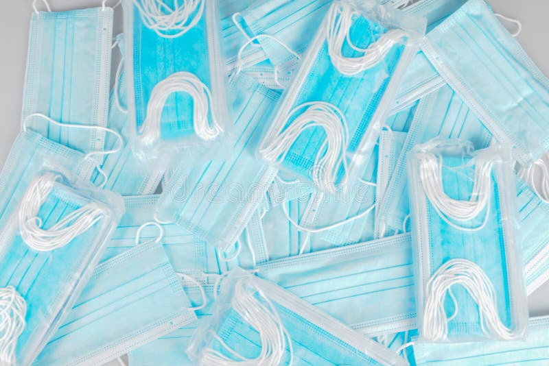 Stack of Face Masks Blue on Background in Pandemic Concept Stock Image ...