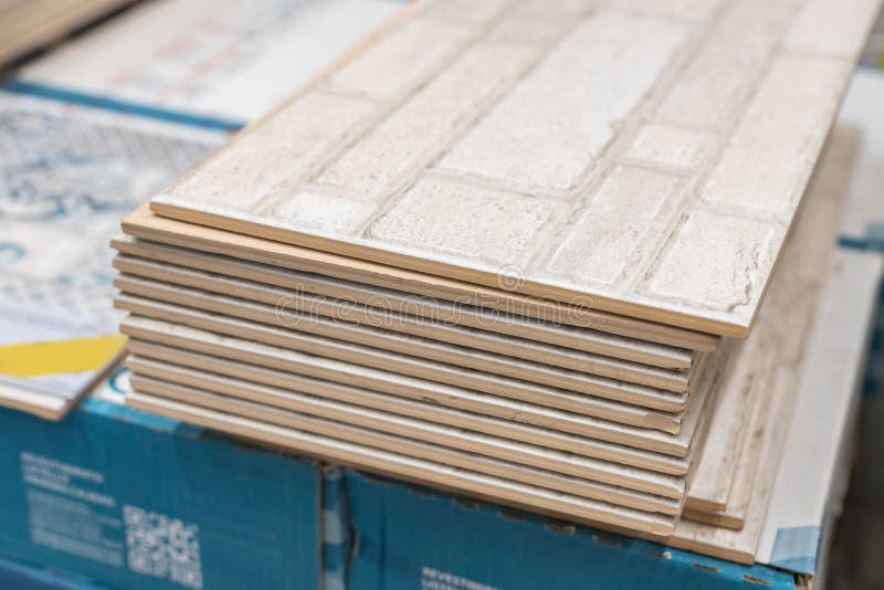 A Stack of Facing Ceramic Tiles for the Wall. the Concept of Wall ...