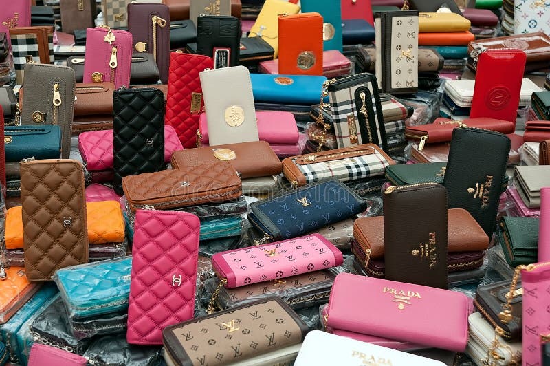 Stack of fake wallets editorial stock photo. Image of handmade - 188130813