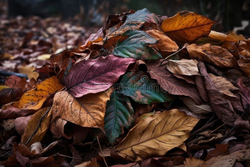 Stack of Fallen Leaves, with Different Shades and Textures Visible ...