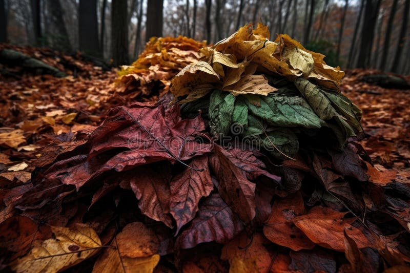 Stack of Fallen Leaves, with Different Shades and Textures Visible ...