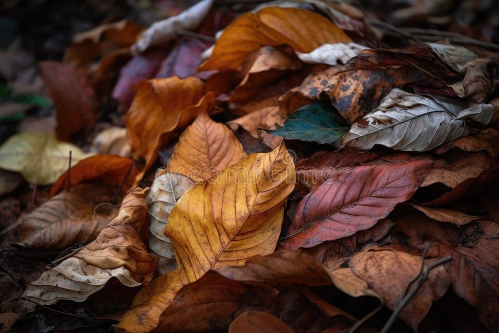 Stack of Fallen Leaves, with Different Shades and Textures Visible ...