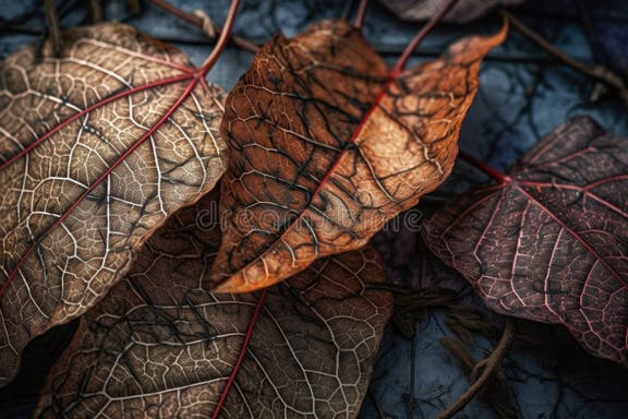 Stack of Fallen Leaves with Intricate Veins and Detailed Textures Stock ...