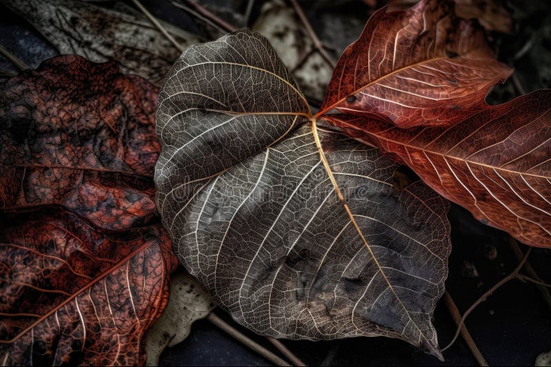 Stack of Fallen Leaves with Intricate Veins and Detailed Textures Stock ...