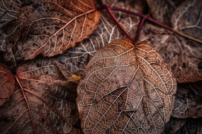 Stack of Fallen Leaves with Intricate Veins and Detailed Textures Stock ...