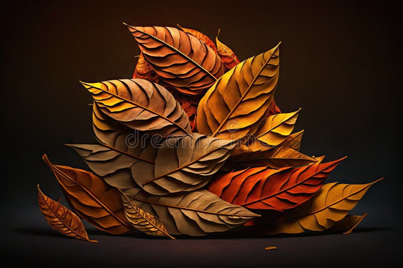 Stack of Fallen Leaves with Orange and Yellow Hues Stock Illustration ...